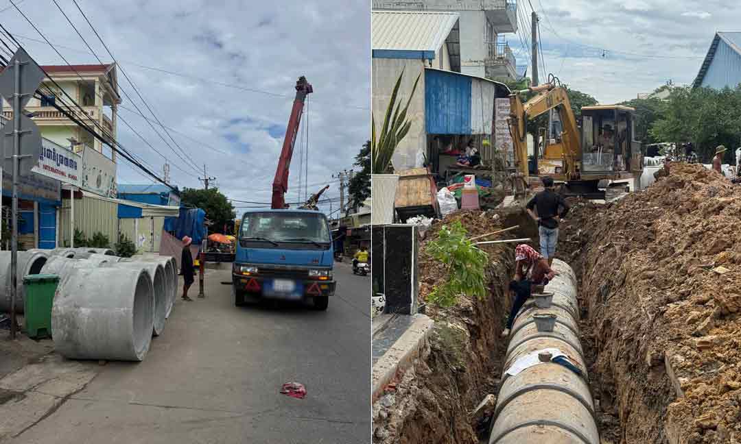 អាជ្ញាធរខណ្ឌពោធិ៍សែនជ័យ ស្ថាបនាប្រព័ន្ធលូថ្មីចម្ងាយជាង ៥០០ ម៉ែត្រ